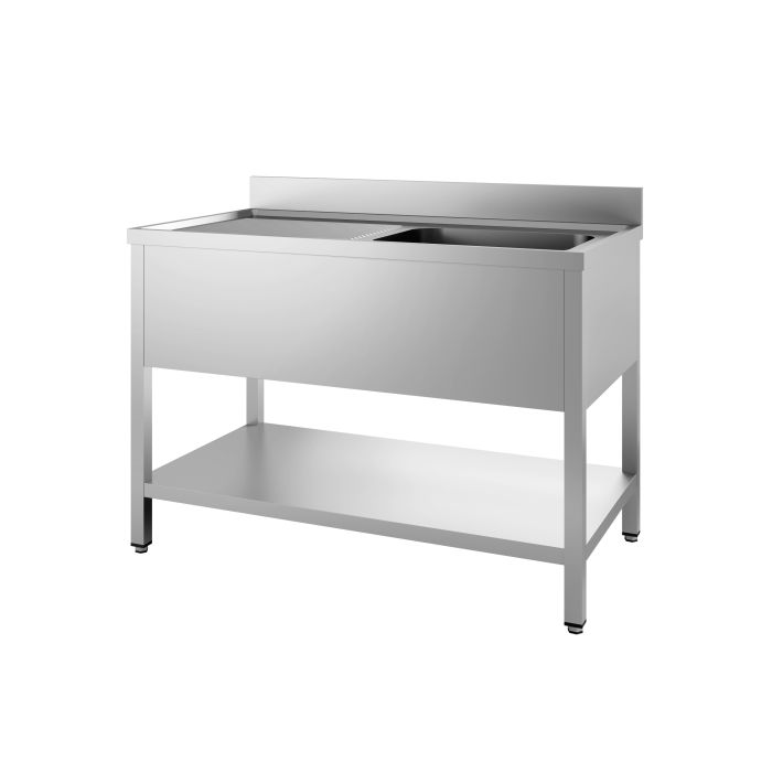 Plonge inox 600 avec étagère basse Bac à droite - AZURA EQUIPEMENT