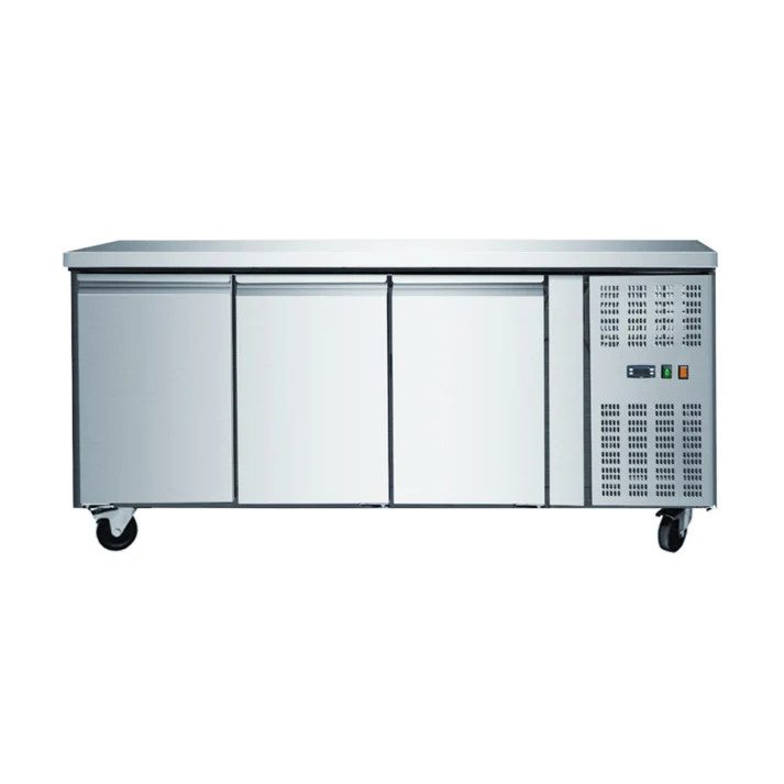Table réfrigérée inox froid négatif 3 portes 700 avec roues - AZURA ...