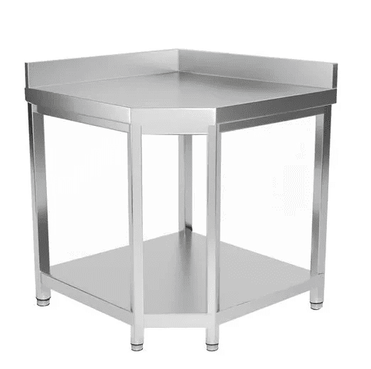 Table d'angle adossée - 1000x1000x 600x850 +100mm - AZURA EQUIPEMENT